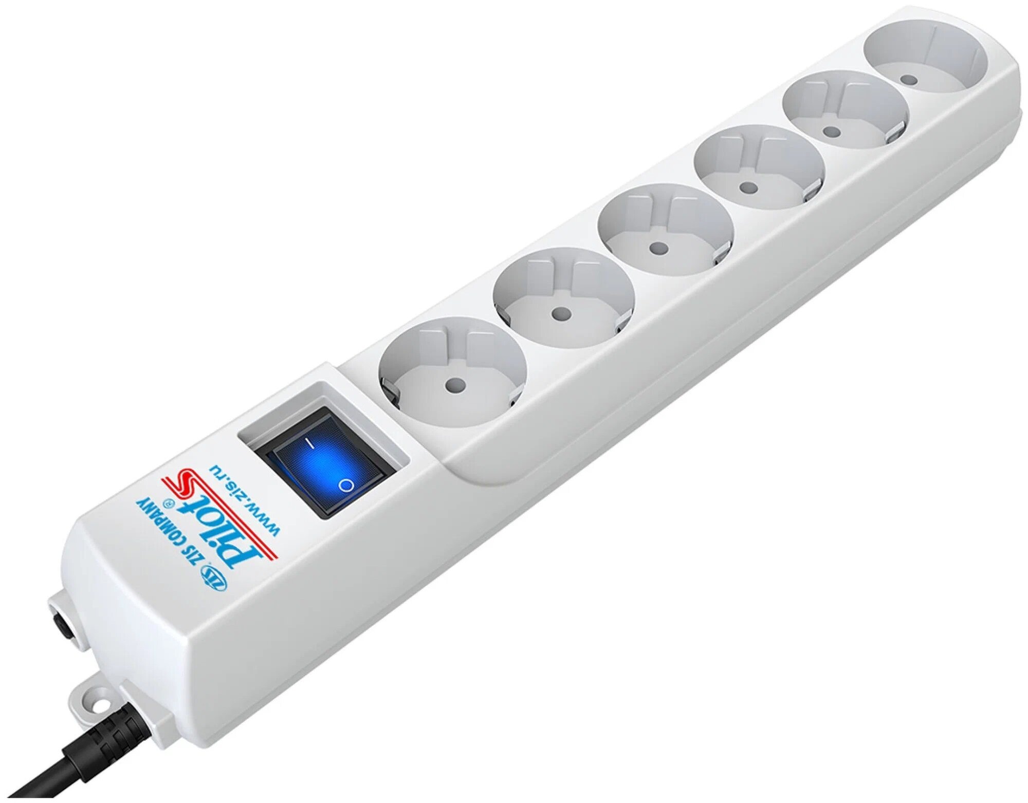 Сетевой фильтр Pilot S, 6 розеток, 1.8 м, с выключателем, белый