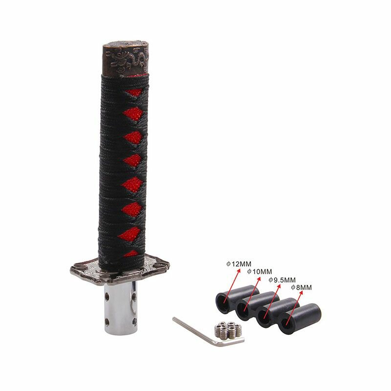 Рычаг переключения передач universal samurai sword, изготовленный из премиальных материалов для долговечности, черный с красной обмоткой