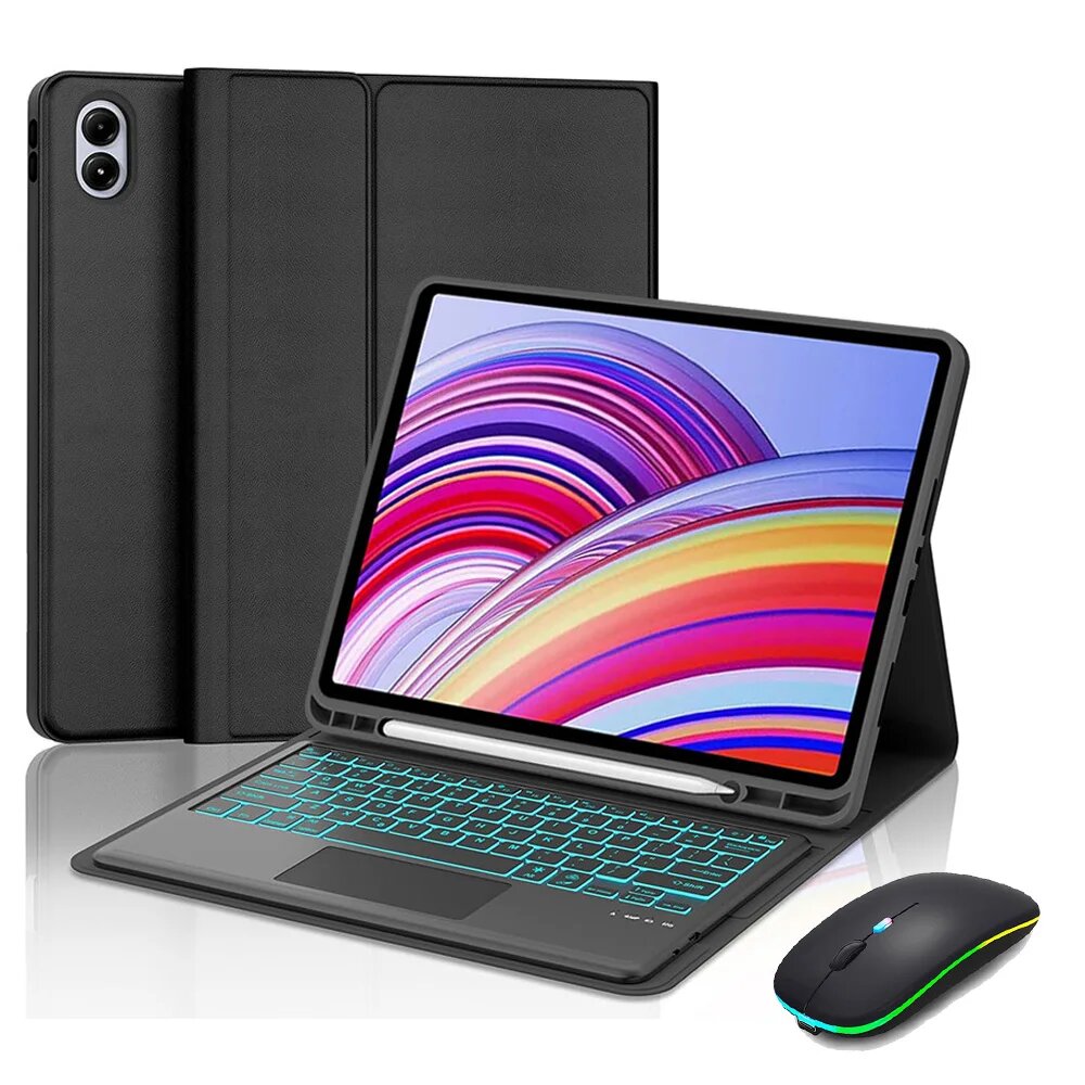 Чехол-клавиатура HUAIBX для Xiaomi Redmi Pad 2 Pro 12.1", черный, русская раскладка