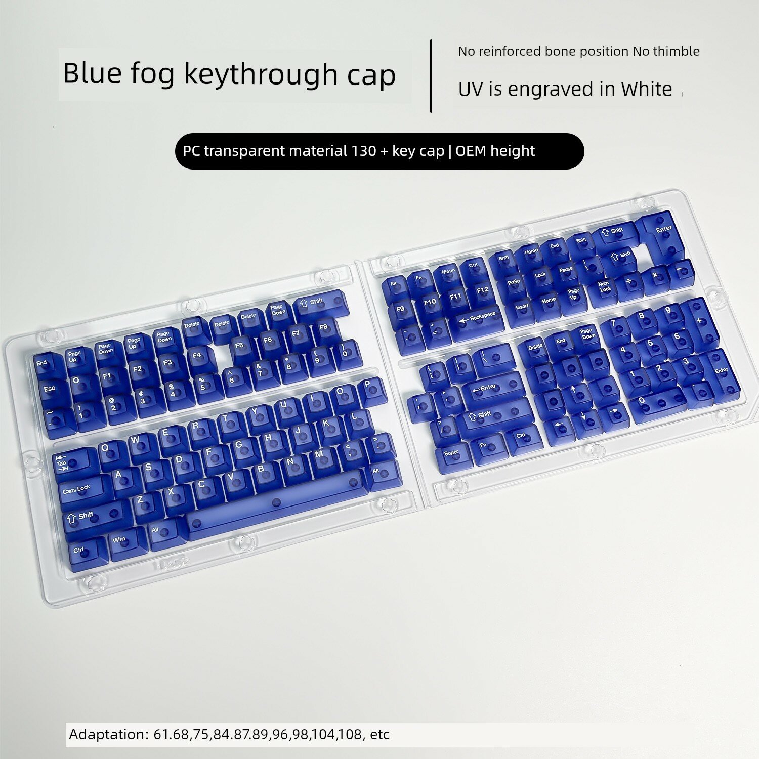 Комплект матовых черных прозрачных кейкапов OEM (пять сторон), без гравировки, с фронтальной или боковой гравировкой,