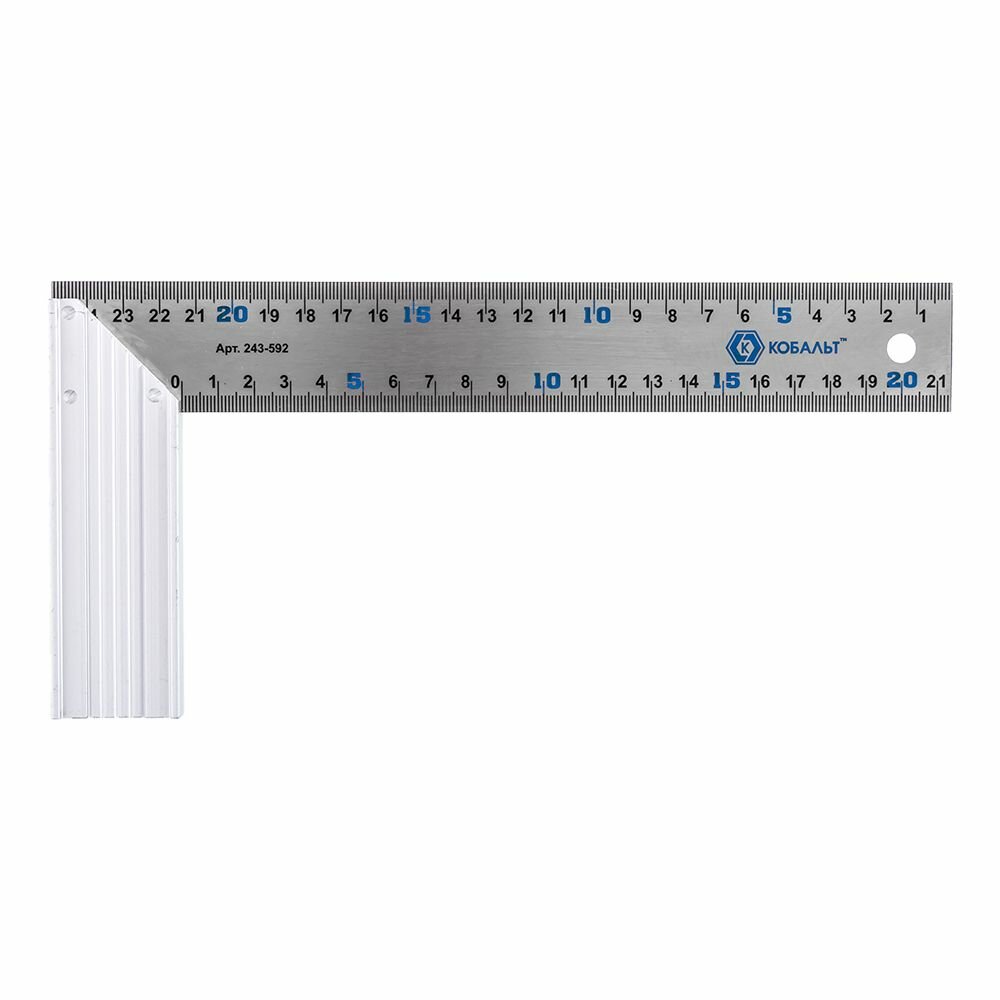 Угольник кобальт столярный 250 мм, нерж. сталь , алюминиевое основание