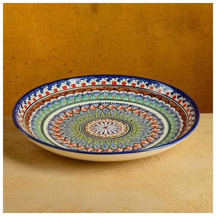 Ляган Риштанская Керамика "Узоры", 31 см, синий