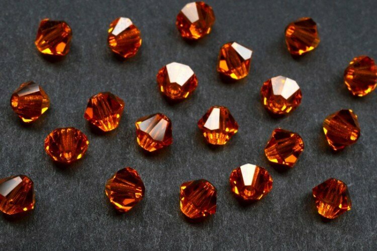 Бусины биконусы хрустальные 4мм, цвет SUN, 746-093, 20шт