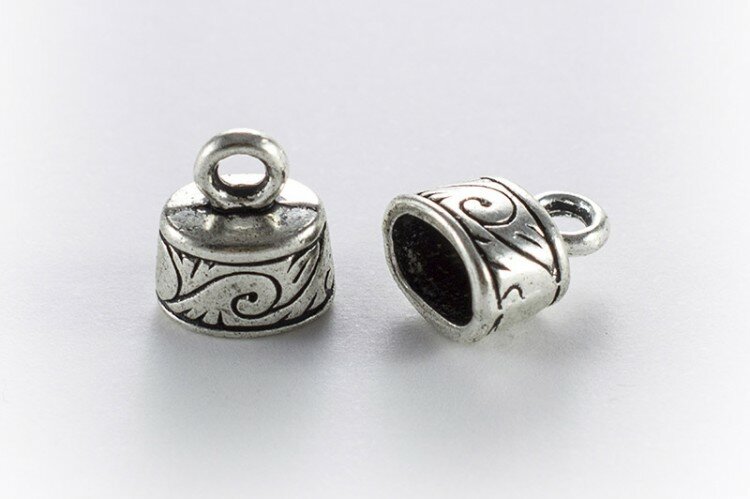 Концевик 11,5х10х7мм, внутренний размер 7х5мм, отверстие 3мм, цвет античное серебро, сплав металлов, 01-244, 4шт