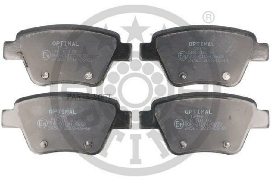 OPTIMAL BP-12449 Колодки тормозные дисковые комплект AUDI: A1 (8X1 8XK) A1 Sportback (8XA 8XF) A3 (8P1) A3 Cab ()