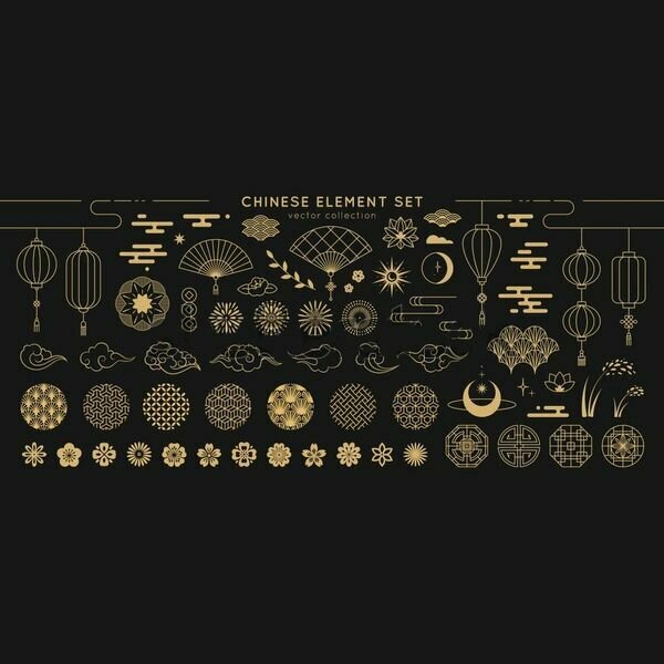 Наклейки стикеры китайских элементов