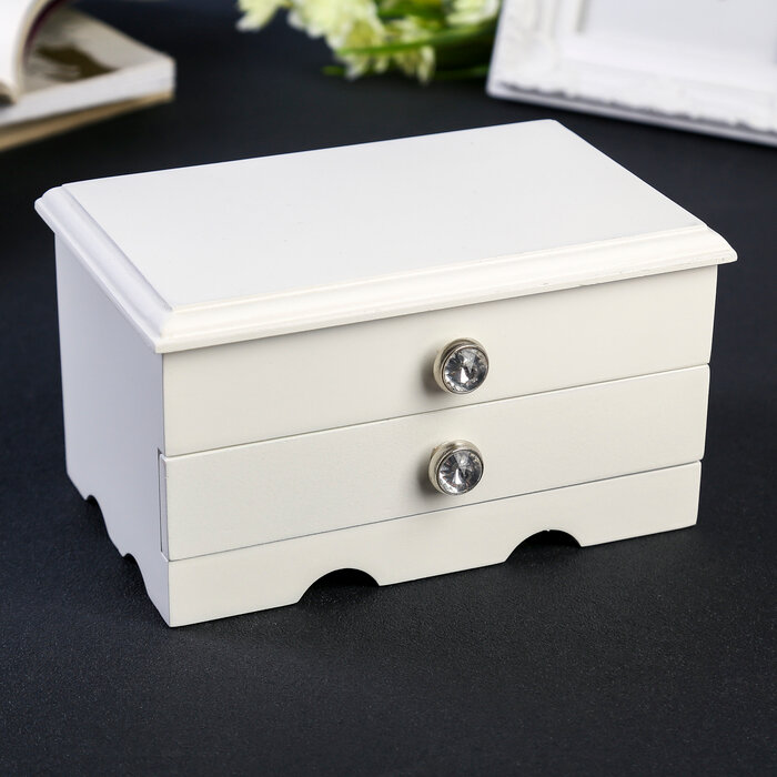 Шкатулка дерево для украшений 'Комод с ящиком' белая 9х10х16 см