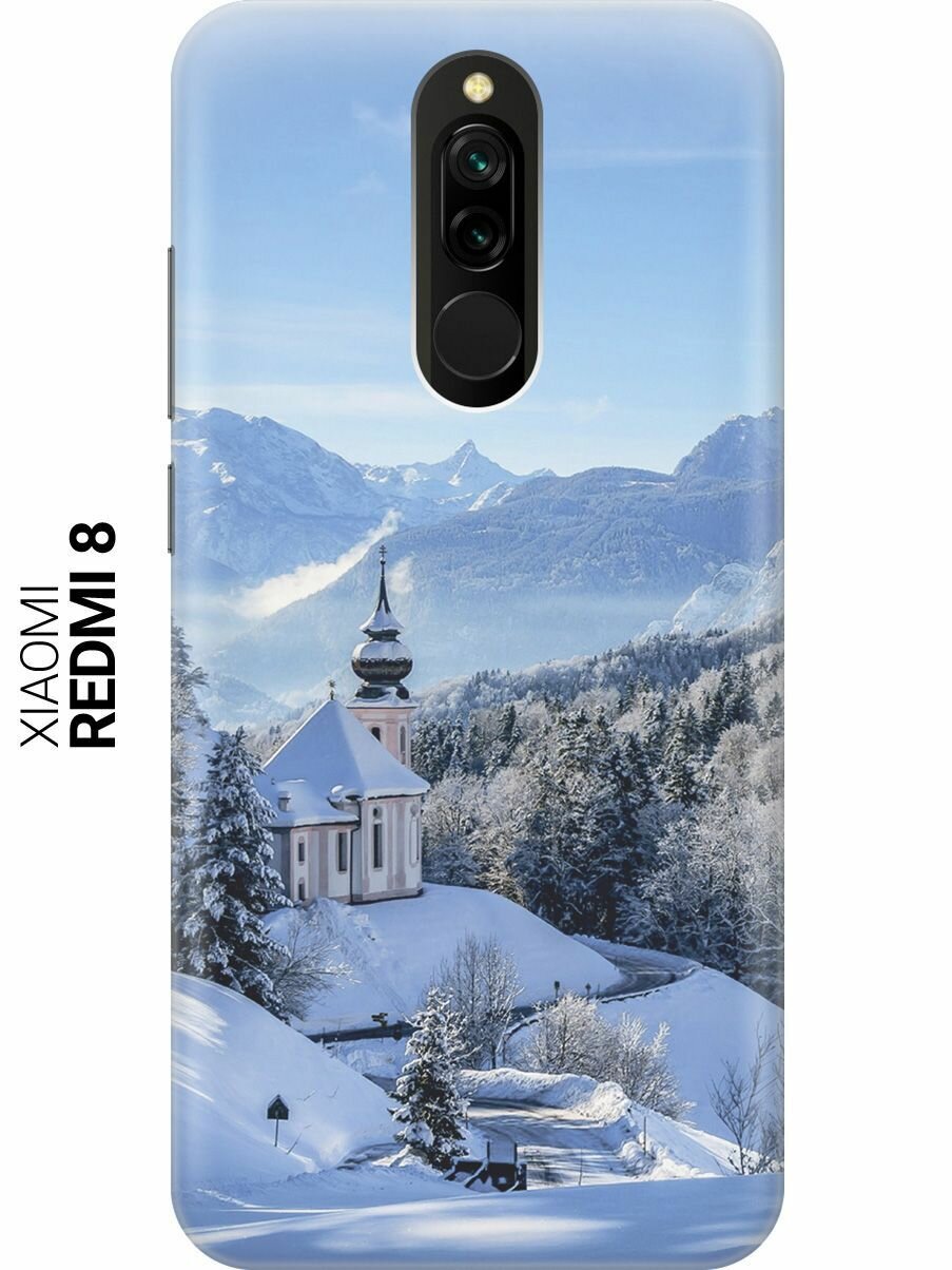Силиконовый чехол на Xiaomi Redmi 8, Сяоми Редми 8 с принтом "Заснеженные горы"