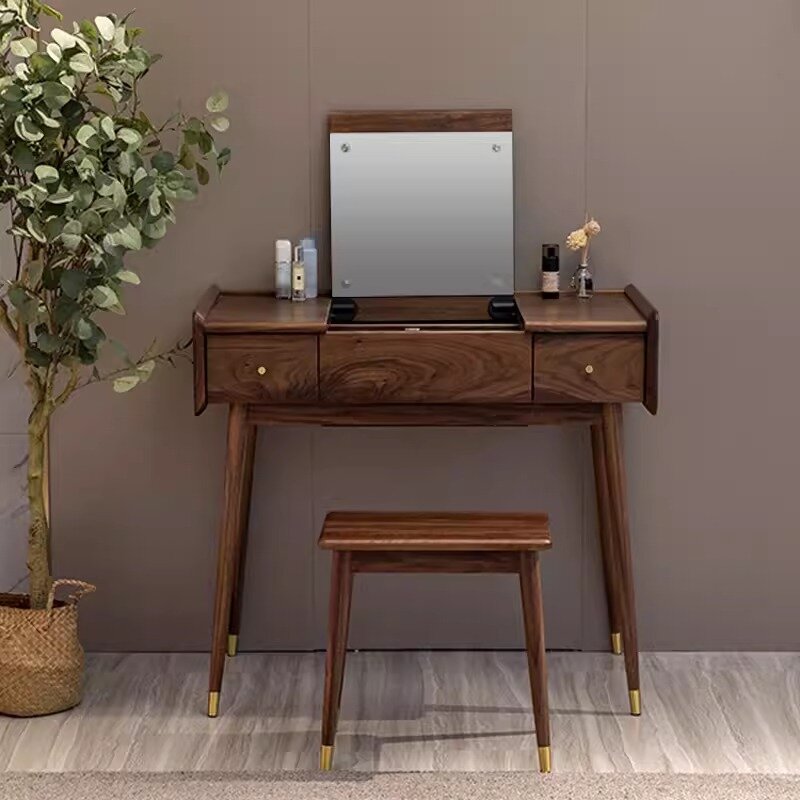 Туалетный стол из дерева в ретро стиле (североамериканский черный орех, только столик)