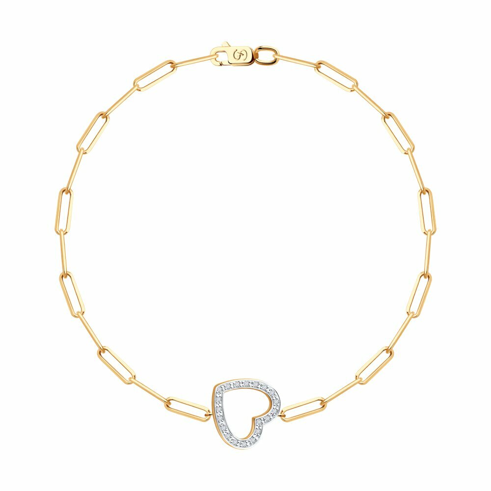 Браслет, красное золото, 585 проба, бриллиант