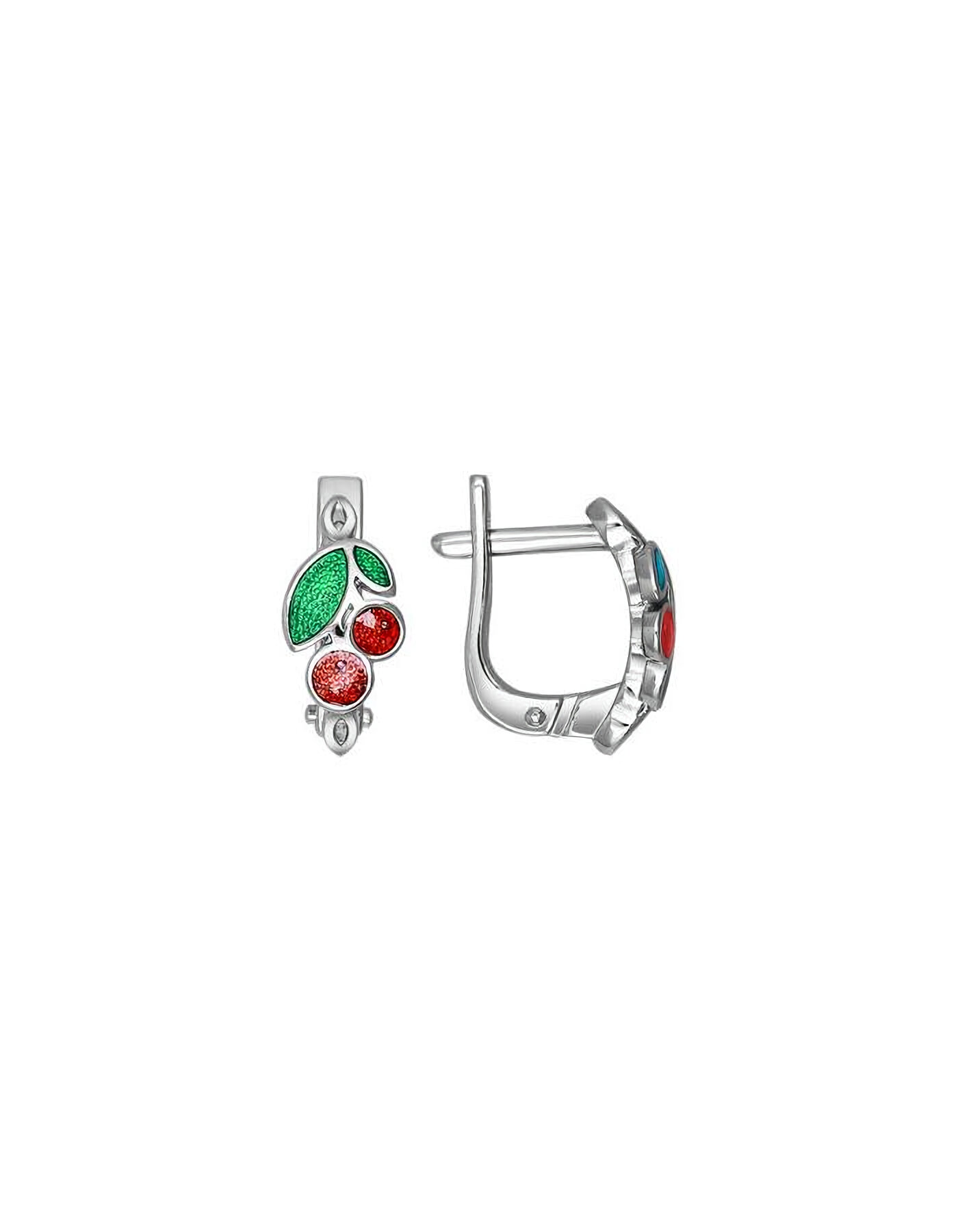 Серьги, серебро, 925 проба, родирование, эмаль
