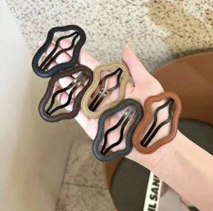 Заколка для волос, сплав, пятиконечная звезда, цвет 15#, кожаное облако, черная