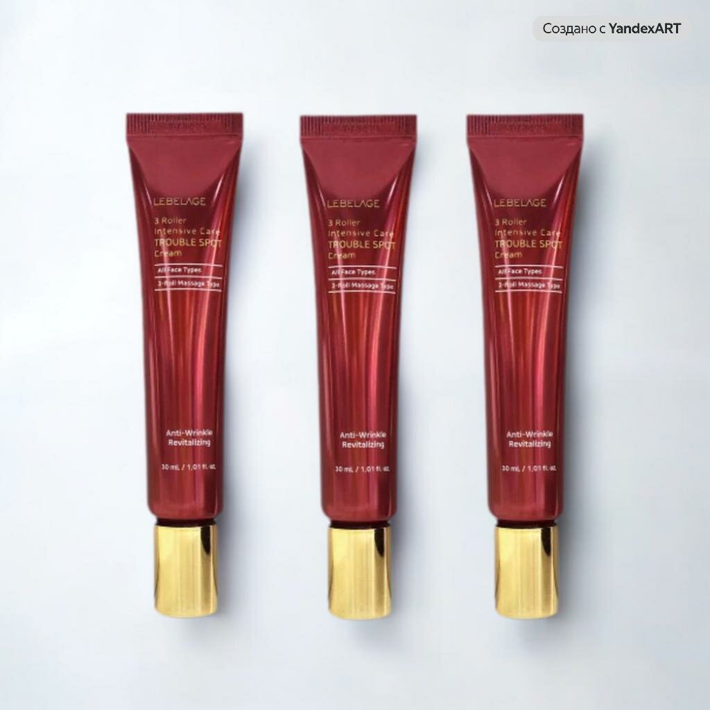 Крем-роллер Lebelage для проблемной кожи лица с 3 роликовыми шариками 3-Roller Intensive Care Trouble Spot Cream, 30 мл - 3 штуки