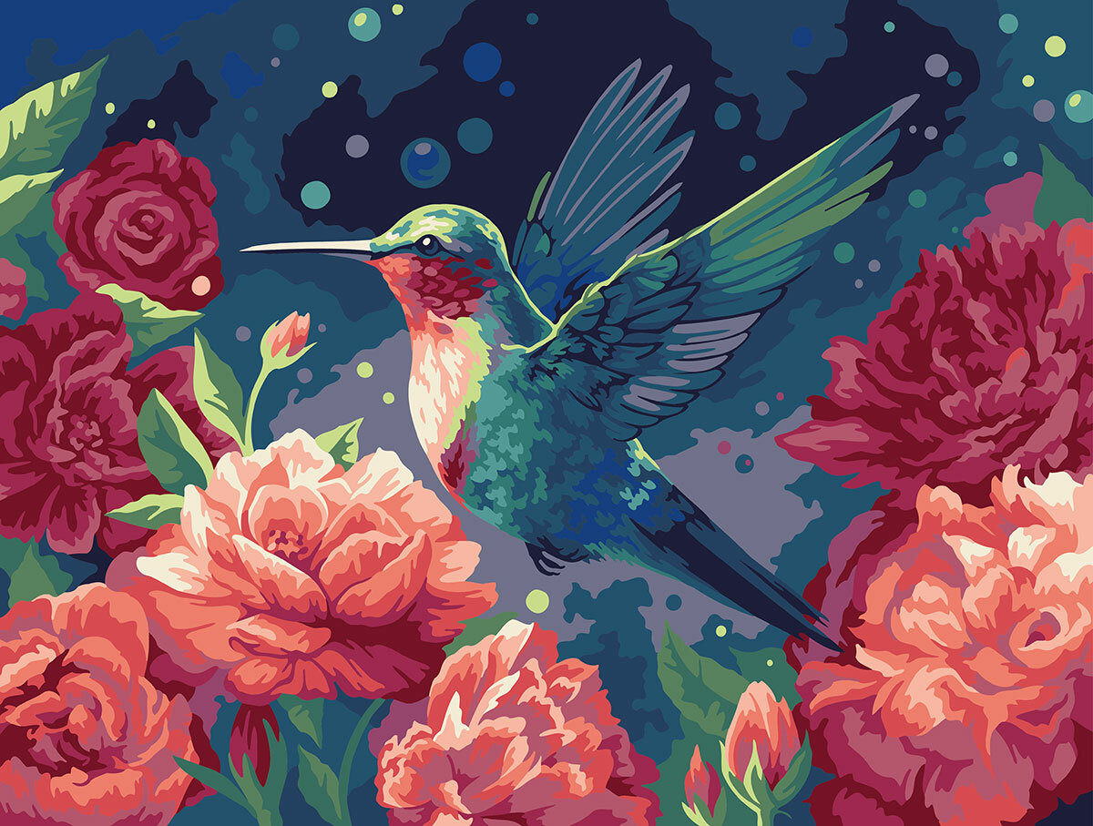 Фрея PNB/PM-236-LL87 Набор для раскрашивания по номерам 40 х 30 см Колибри на цветке на холсте