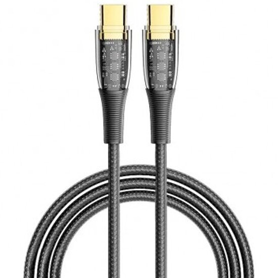 Кабель USB-C USB-C PD 100Вт Ks-is (KS-865B-2) 1.8м черный, прозрачные коннекторы