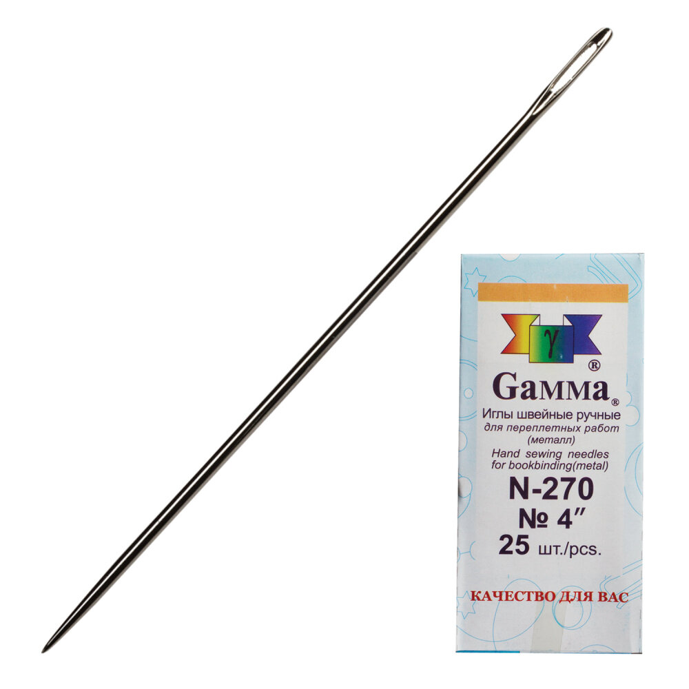 Упаковка 4 шт. Иглы для прошивки документов (игла цыганская), комплект 25 шт, размер 10 см, бумажная упаковка, N-270