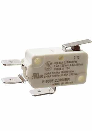 V19S05-CZ050B01, микропереключатель SPDT лапка 250В 5А фастон 6,3мм