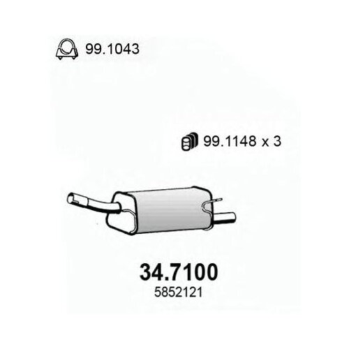 Глушитель выхлопных газов конечный, ASSO 34.7100 (1 шт.)