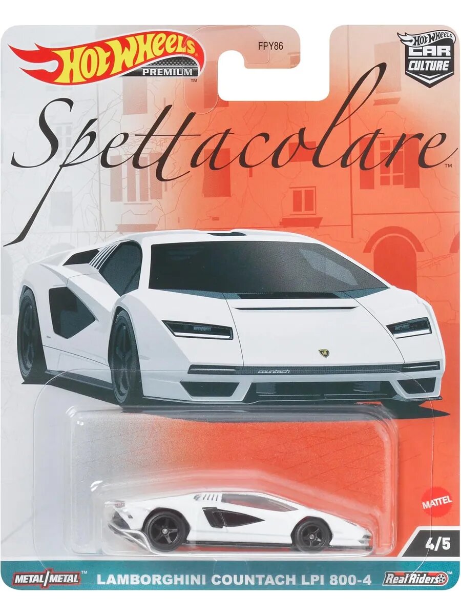 Коллекционная Premium машинка Hot Wheels Lamborghini Countach LPI 800-4 Bianco Siderale (коллекция Car Culture 2023, серия Spettacolare, 4/5)