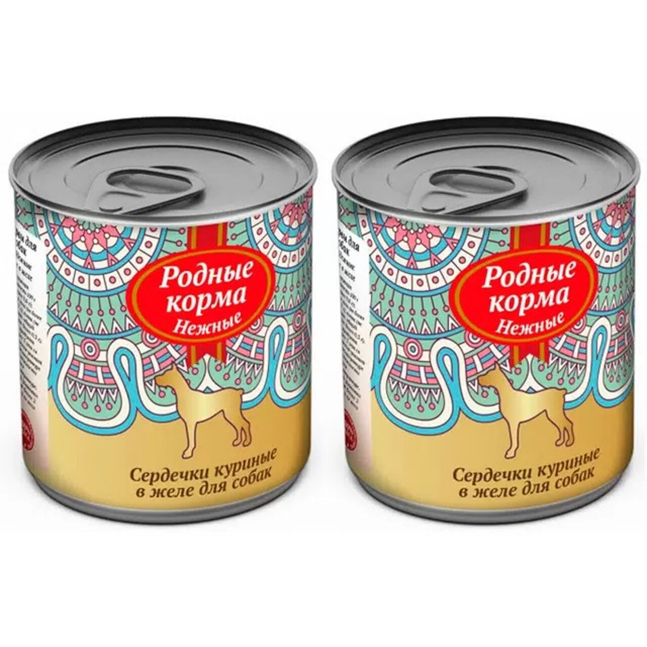 Родные корма нежные консервы сердечки куриные в желе для собак 240 г, 2 штуки