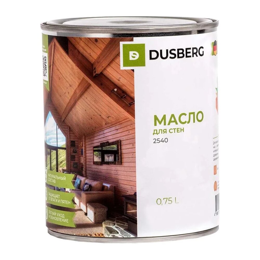 Масло для oкpacки cтeн, пoтoлкoв и мeжкoмнaтныx дверей из твepдыx и мягкиx пopoд дpeвecины Dusberg 2540 0.75 л