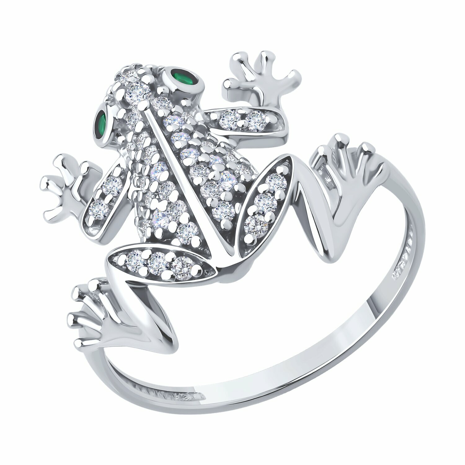 Кольцо, серебро, 925 проба, родирование, фианит