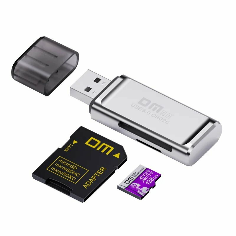 Многофункциональный кардридер DM CR026 2 в 1SD/TF с USB-портом