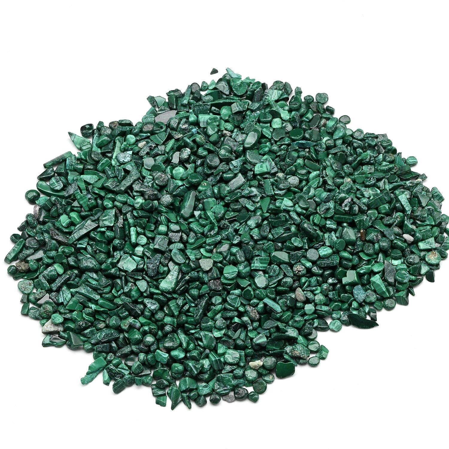 Малахит галтовка фракция 3-5мм, упаковка 100г .