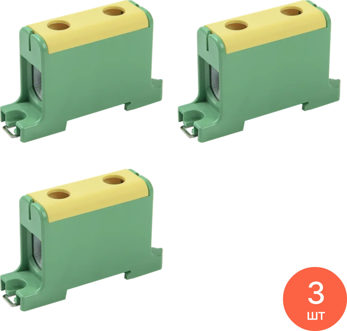 Клемма для проводов IEK / ИЭК КВС 16-95мм2 вводная силовая, корпус огнестойкий полиамид, желто-зеленый, 88х24мм, 1шт. / зажим (комплект из 3 шт)