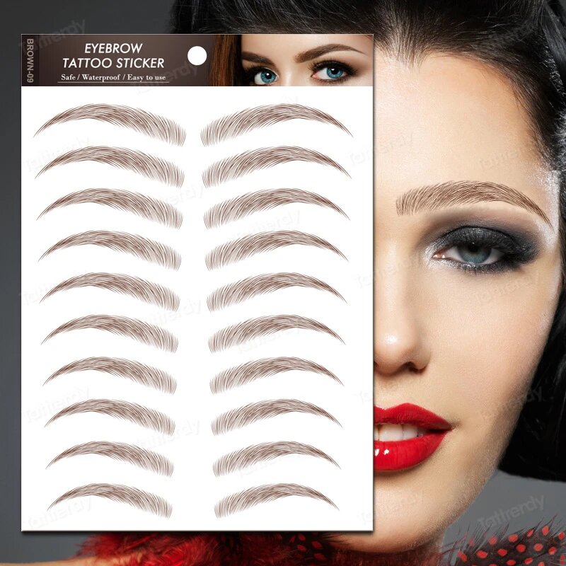 Временные тату-наклейки для бровей Tattrendy, черные, коричневые BROWN09