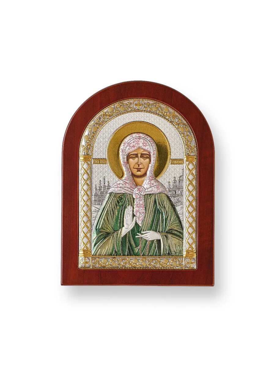 Икона серебряная, греческая Матрона, 206х275 мм.