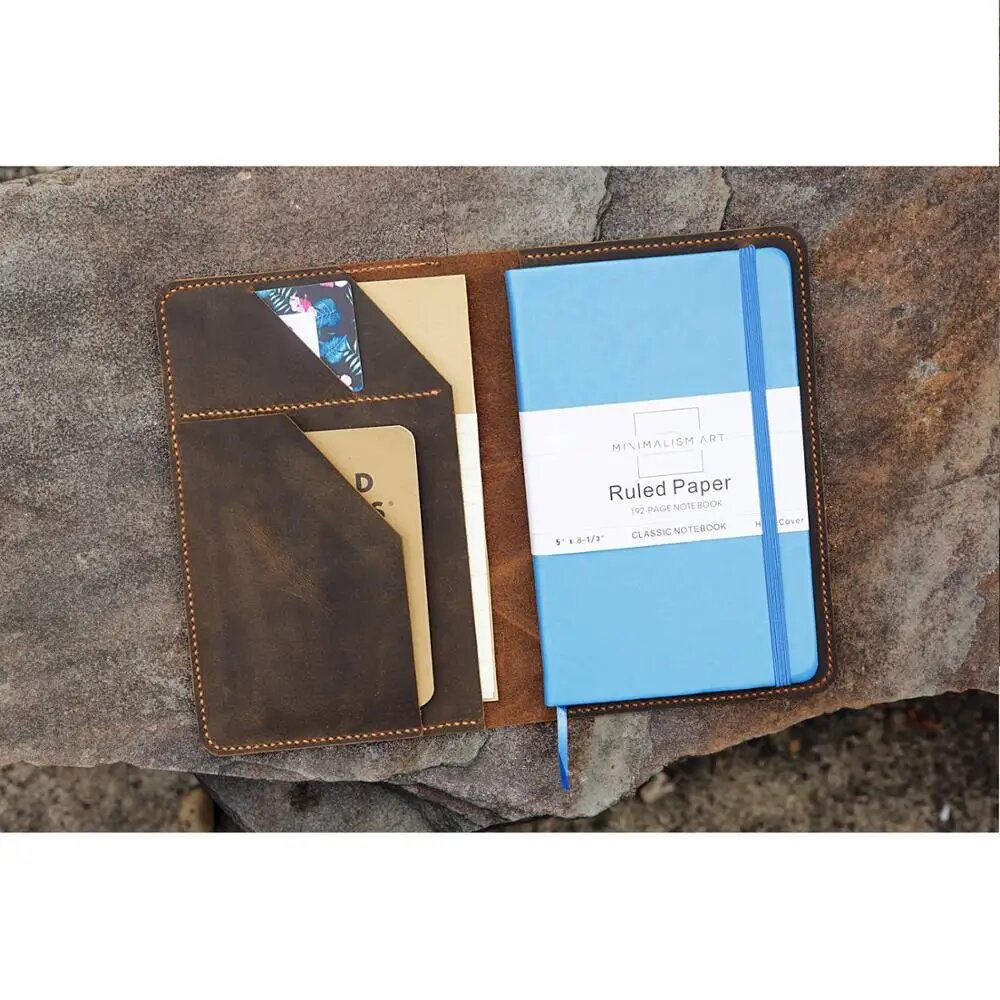 Персонализированный чехол из потертой кожи D&M Leather Studio A5 A4 Composition B5, with pen sleeve