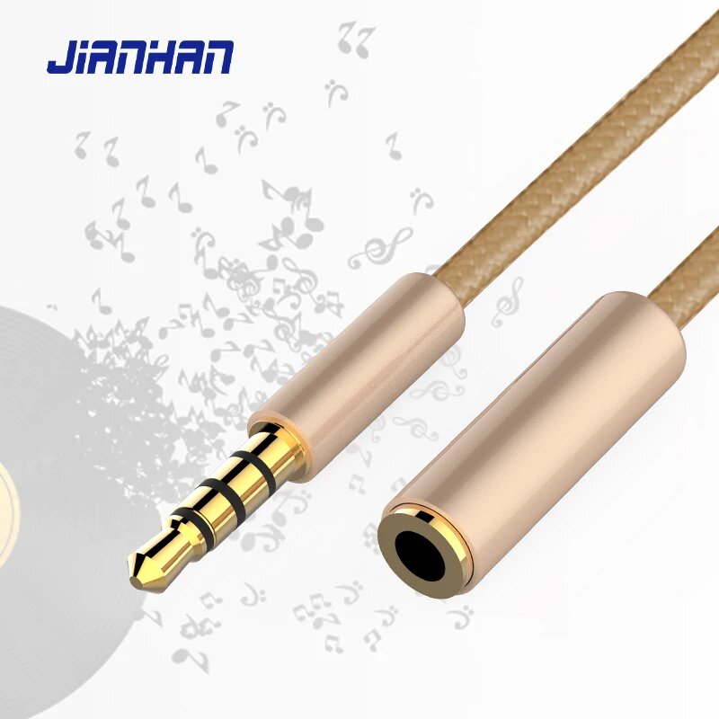 JianHan удлинитель для наушников с микрофоном Gold, 1,5 м