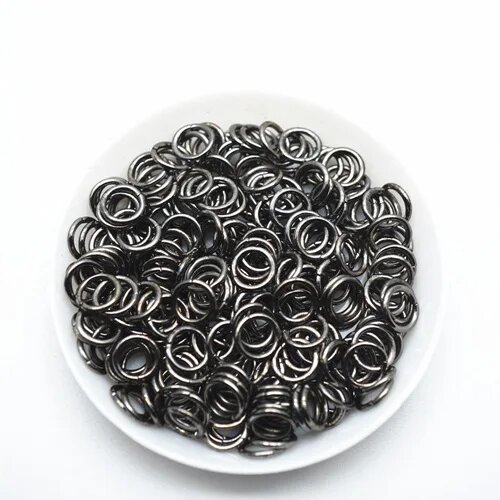 Металлические открытые кольца для ювелирного дела 4-12 мм 200 шт 0.7x4mm 200pcs, gun black