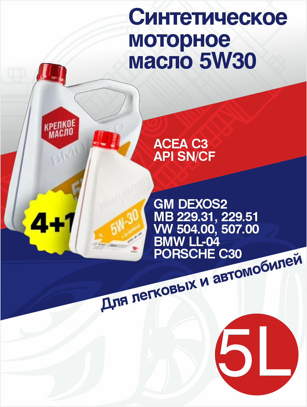 Синтетическое моторное масло ВМПАВТО 5W30 С3 , арт. 9249