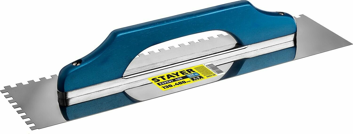 Штукатурная гладилка STAYER Expert 480, 130 х 480 мм, зуб 8 х 8 мм, Professional 0803-08