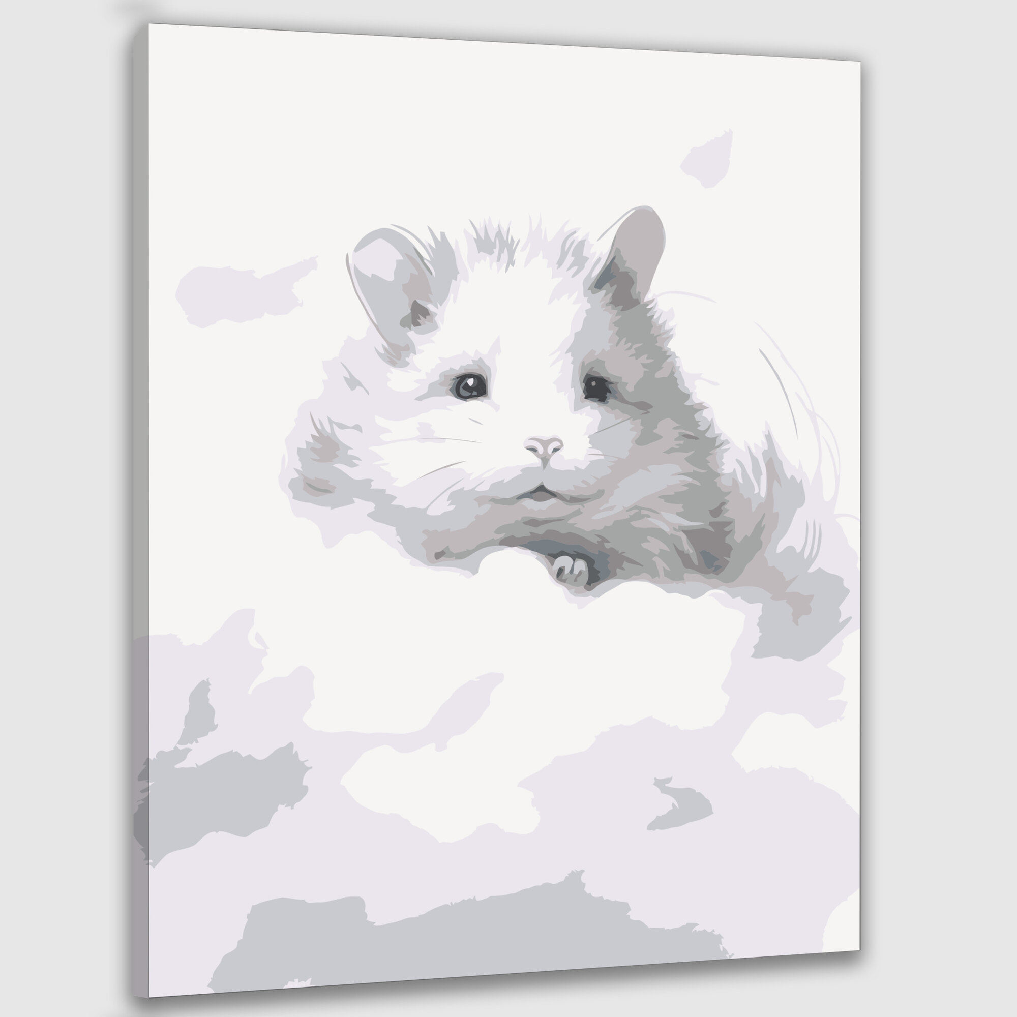 Картина по номерам 40x50 см, карандашный набросок, хомячок, пушистое облако, безмятежное выражение лиц, мягкие штрихи