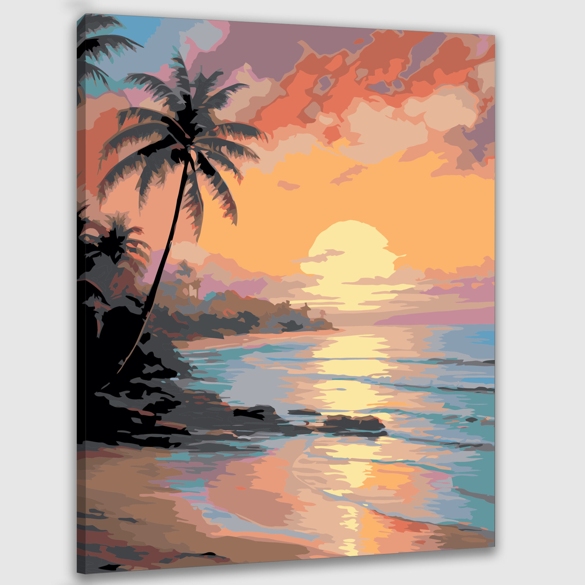 Картина по номерам 40x50 см, картина маслом, прибрежный пейзаж, лето, мерцающие бирюзовые воды