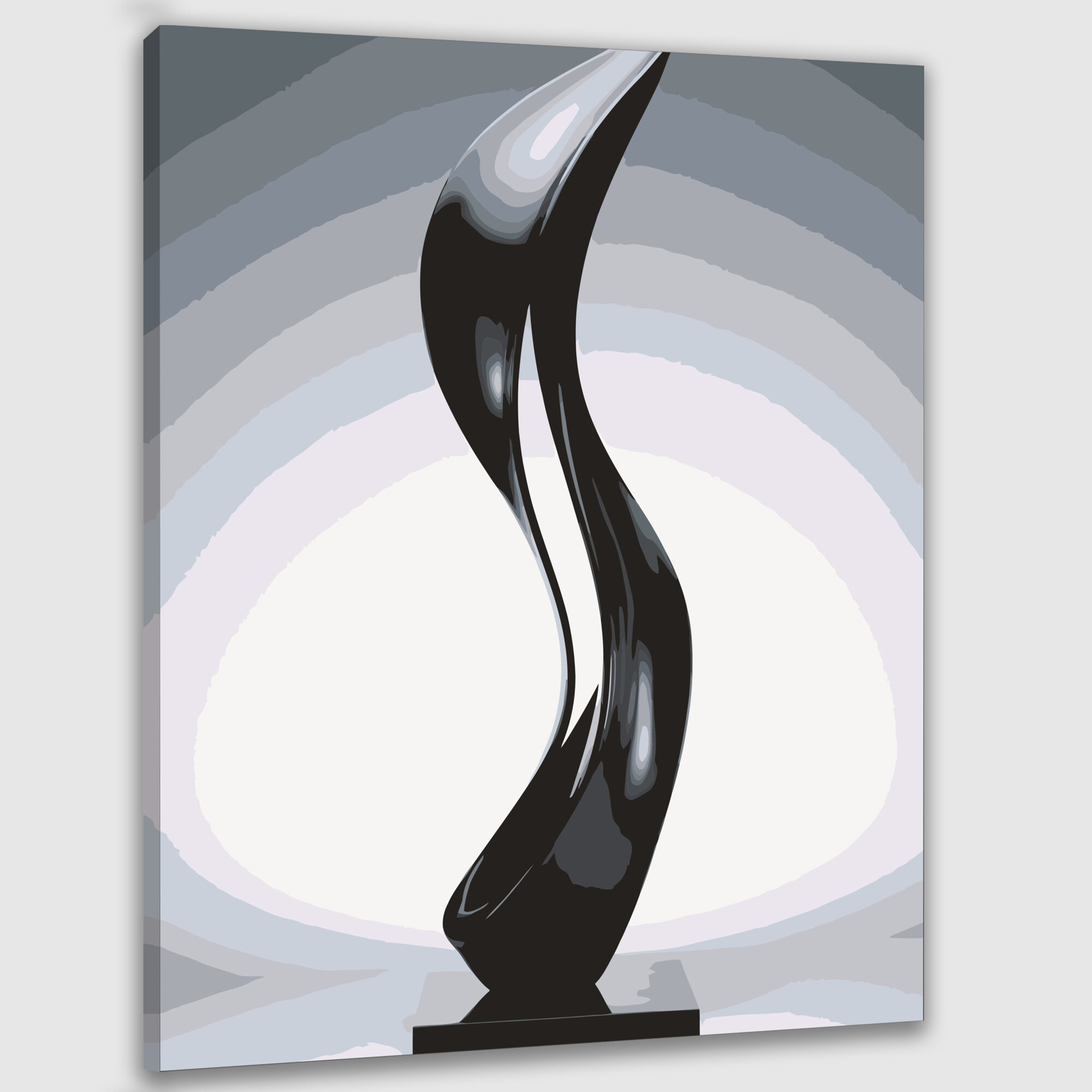 Картина по номерам 40x50 см, минимализм, скульптура, гладкий металл, стекло, чистые линии, гладкие поверхности