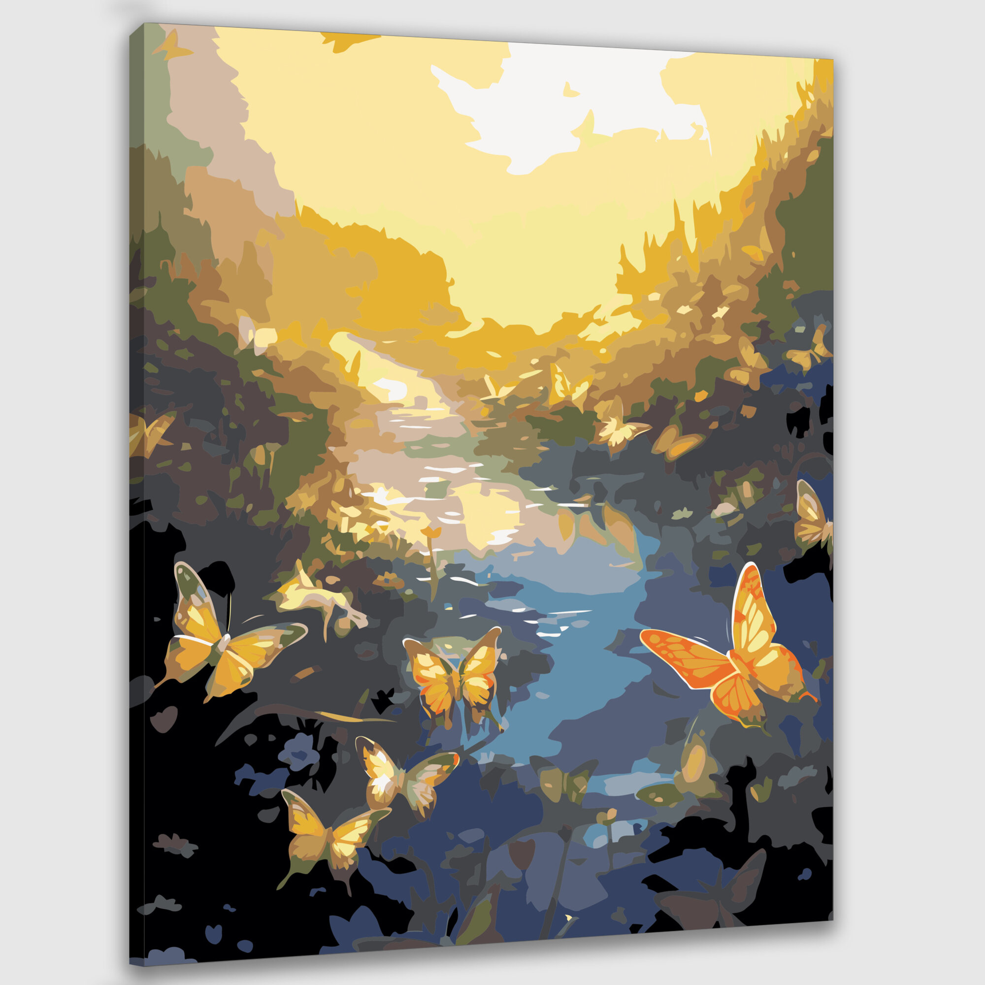 Картина по номерам 40x50 см, солнечный луг, разноцветные бабочки, нежные крылышки, утренняя роса, полевые цветы