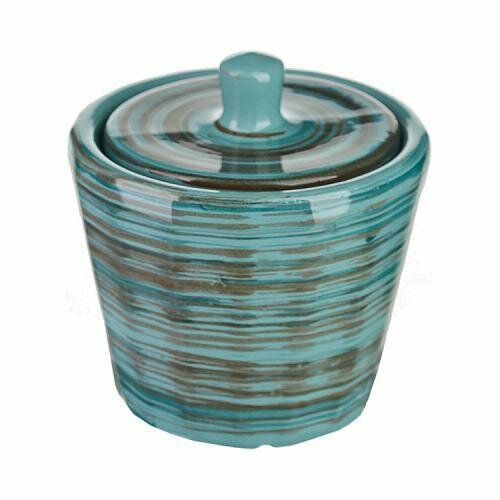 Сахарница с крышкой "Скандинавия", керамика,200мл, диаметр 9, высота 9см, голуб.