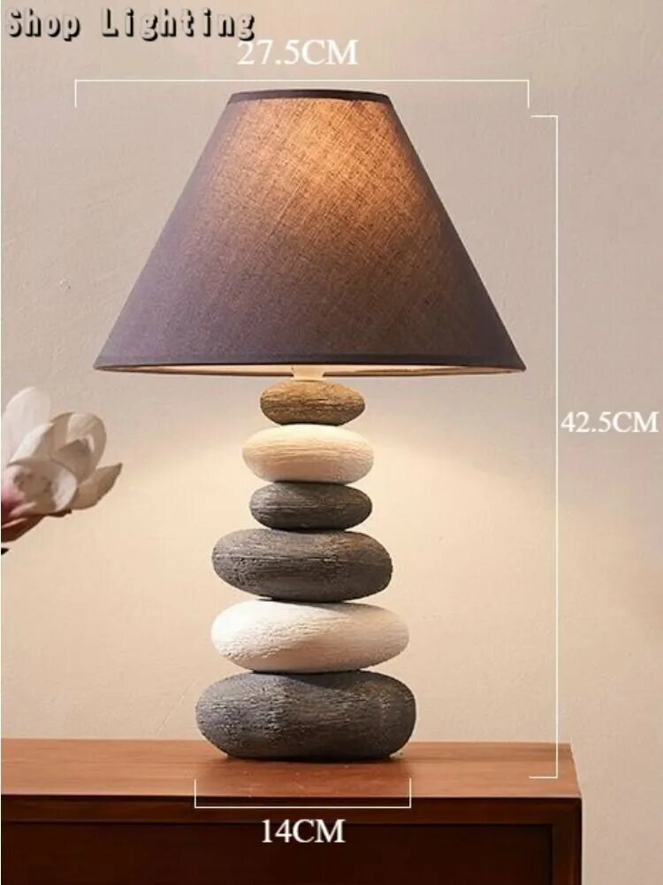 Настольная лампа из каменной ткани в стиле ваби-саби