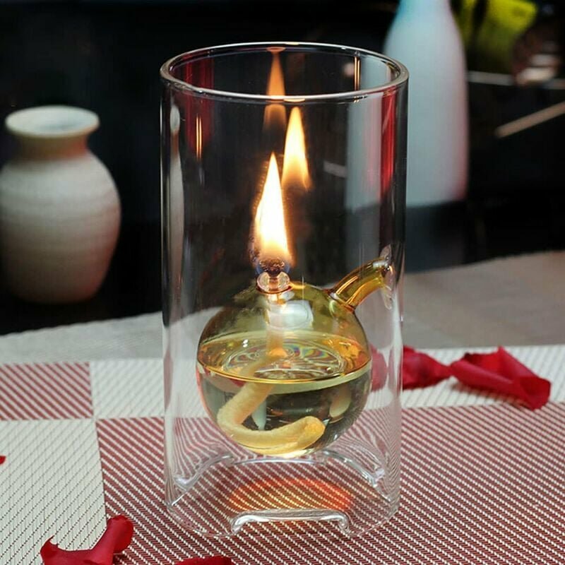 Масляная лампа для помещений, креативное украшение из стекла, аварийное освещение, керосиновая лампа, бездымная бытовая масляная лампа