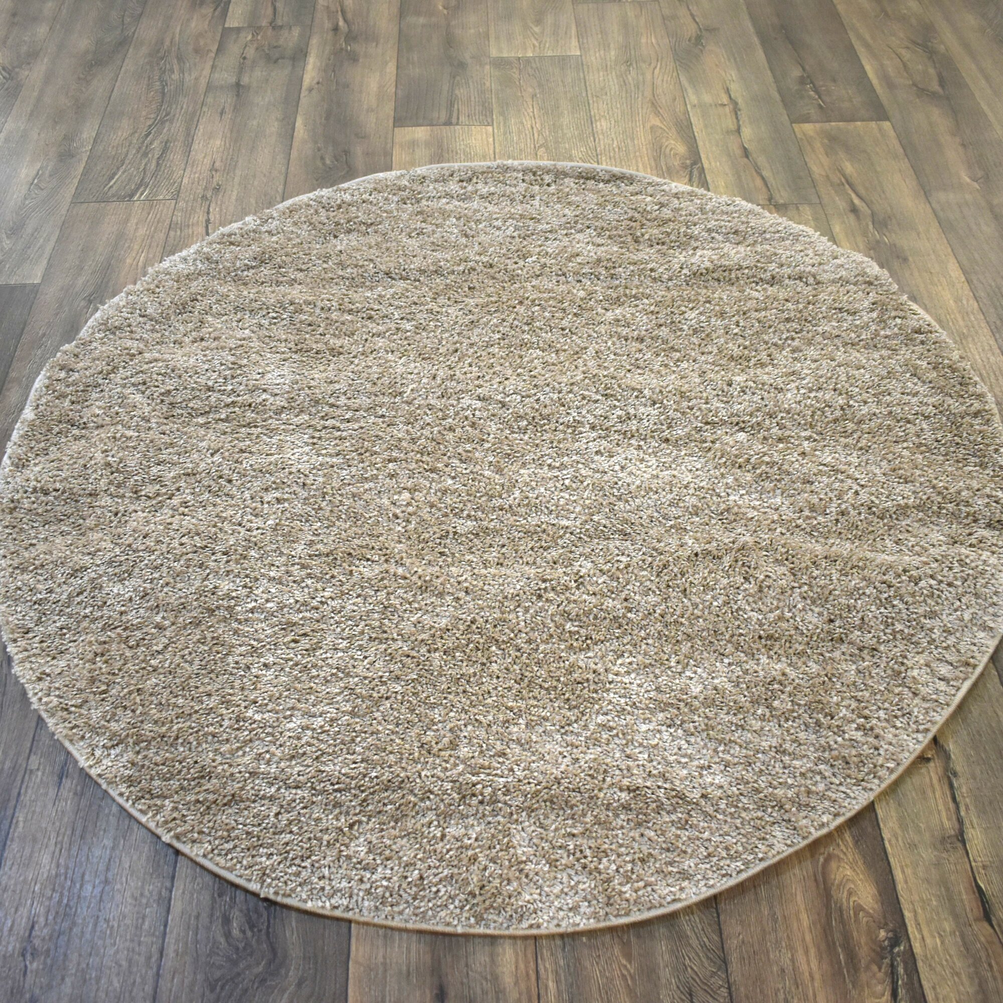 Ковер на пол круглый пушистый, прикроватный, в спальню, гостиную, детскую, 84, светло-коричневый, 1.5*1.5 м