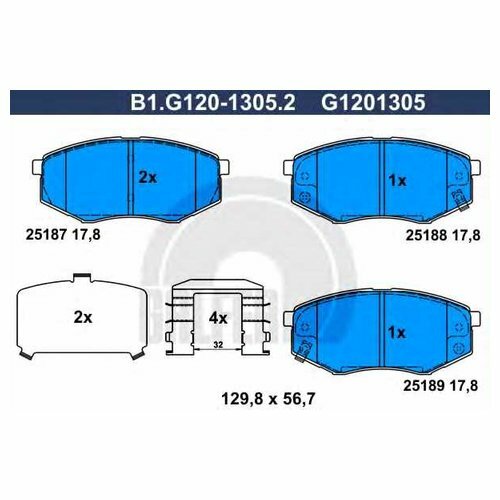Комплект передних тормозных колодок Galfer B1G12013052 для Hyundai ix20, Sonata VI; Kia Soul II