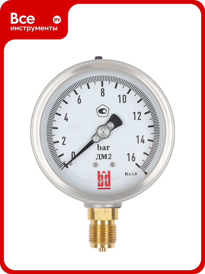 Манометр ДМ 2 100 Р (0-16) бар, кл.1.0, G1/2 BD 1152100010, с повышенной вибрацией