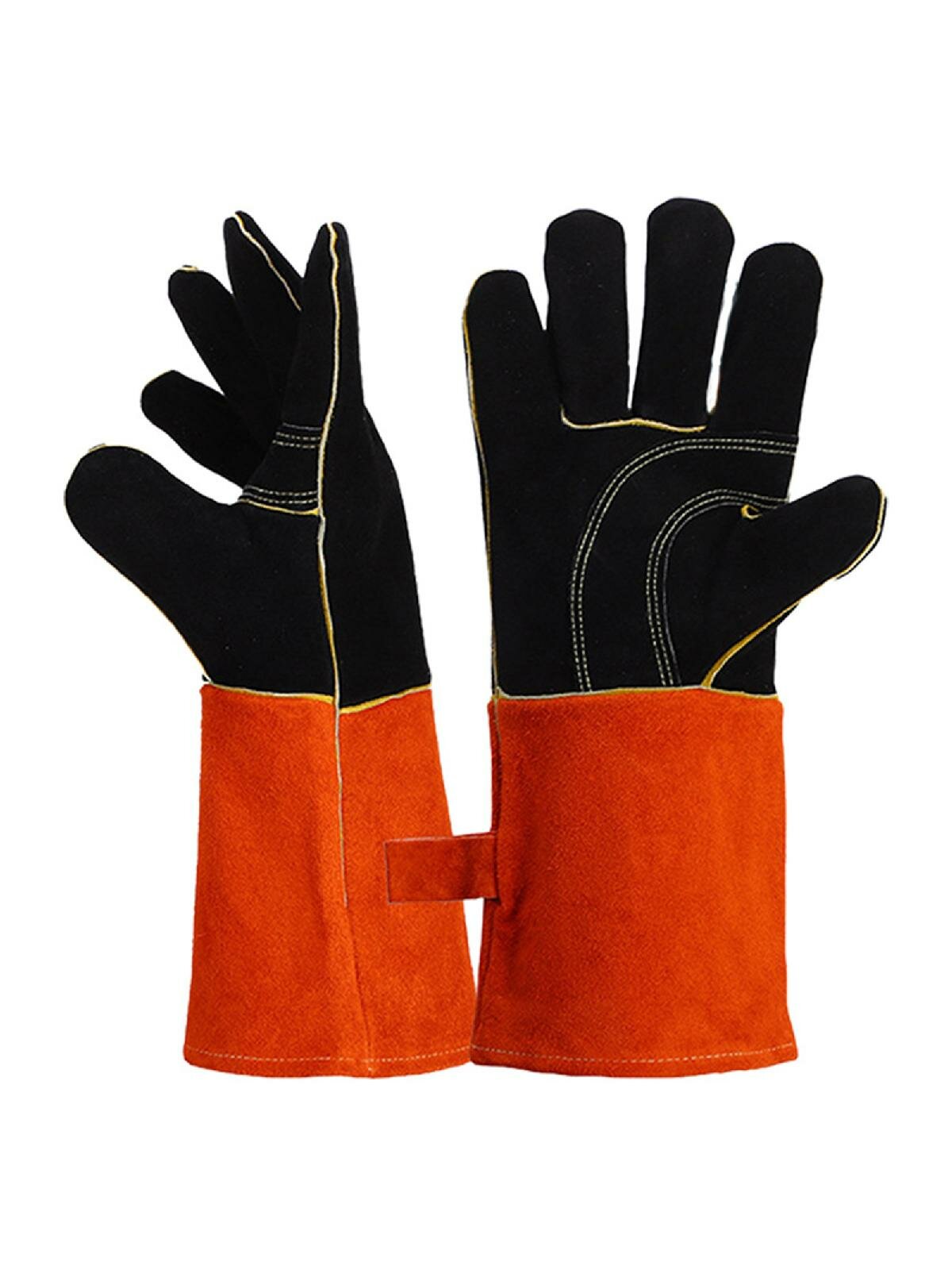 Термостойкие кожаные перчатки Перчатки с длинным рукавом Кожаные перчатки Перчатки для гриля Сварочные перчатки Подходят для сварки BBQ