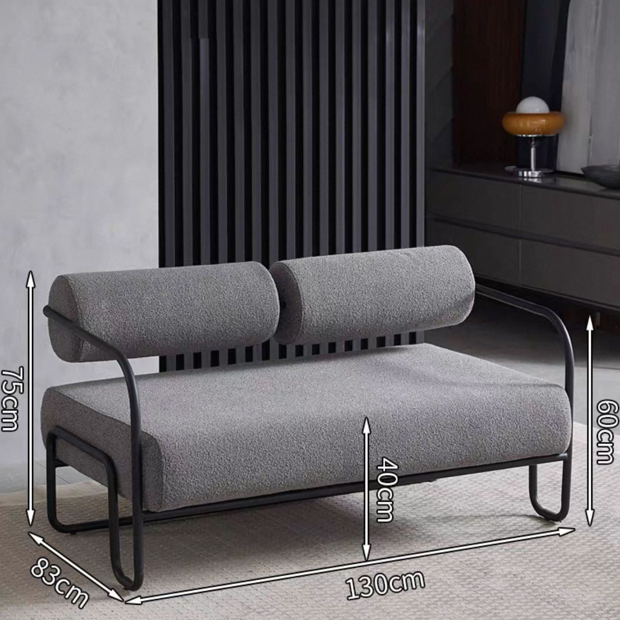 Интерьерный диванчик на металлической основе Guere (серый)