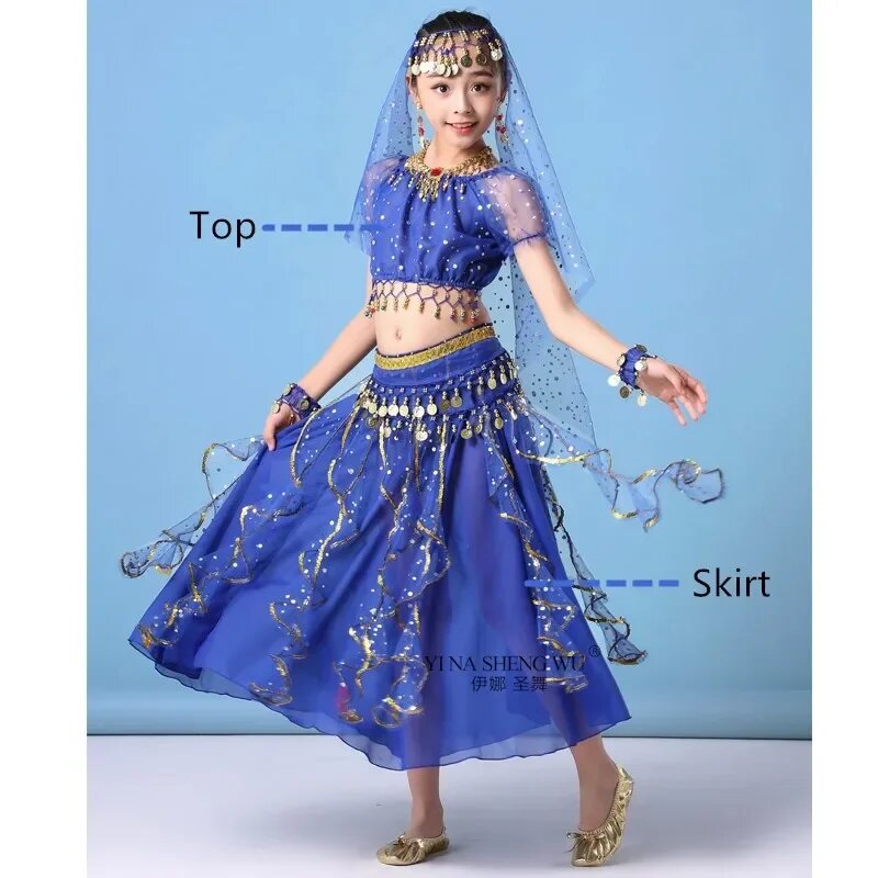 Детский костюм для танца живота YI NA SHENG WU 6 цветов XL, Royel blue 2pcs