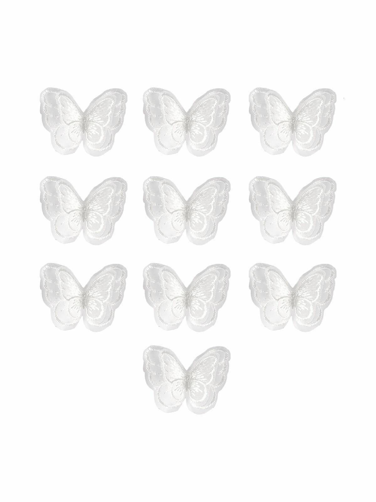 Вышитые аппликации бабочки, Белый